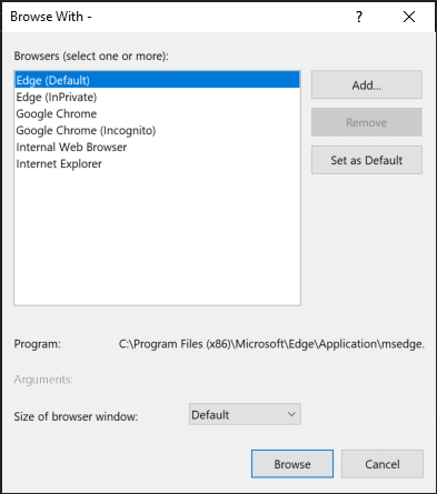 Rhyous » Blog Archive » Configuring Visual Studio to open the browser ...
